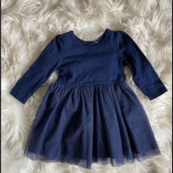Carter's | Dresses | 6m Baby Girls Carters Long Sleeve Navy Blue Tulle ...